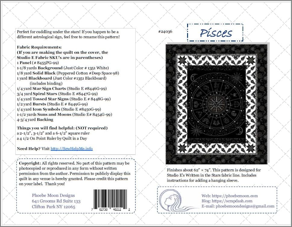 Pisces Throw Quilt Pattern⋆ PhoebeMoon Quilt Designs